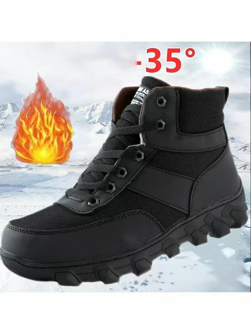 Мужские высокие походные ботинки с противоскользящей подошвой, износостойкие и теплые для снега