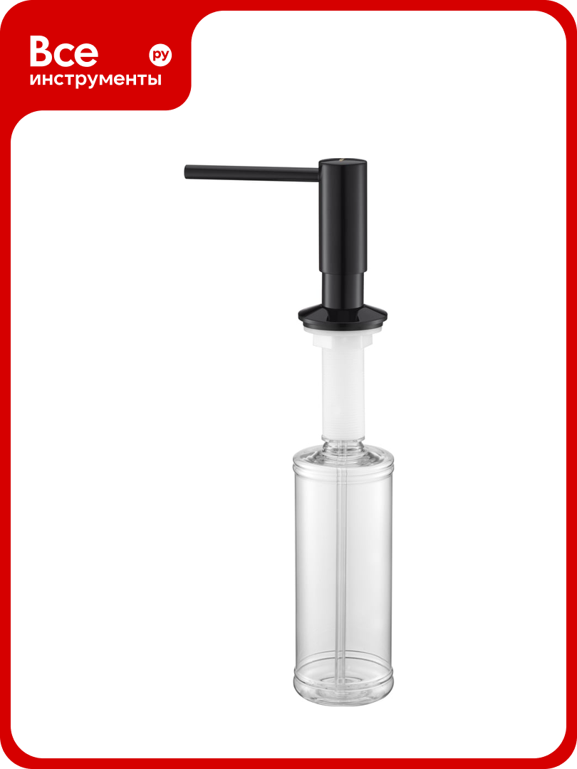 Дозатор, Paulmark, для жидкого мыла Paulmark DECUS глянцевый чёрный D004-GB, хранения жидкости для мытья, никель