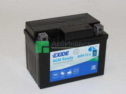 Аккумулятор мотоциклетный EXIDE AGM READY AGM12-4 115x70x85