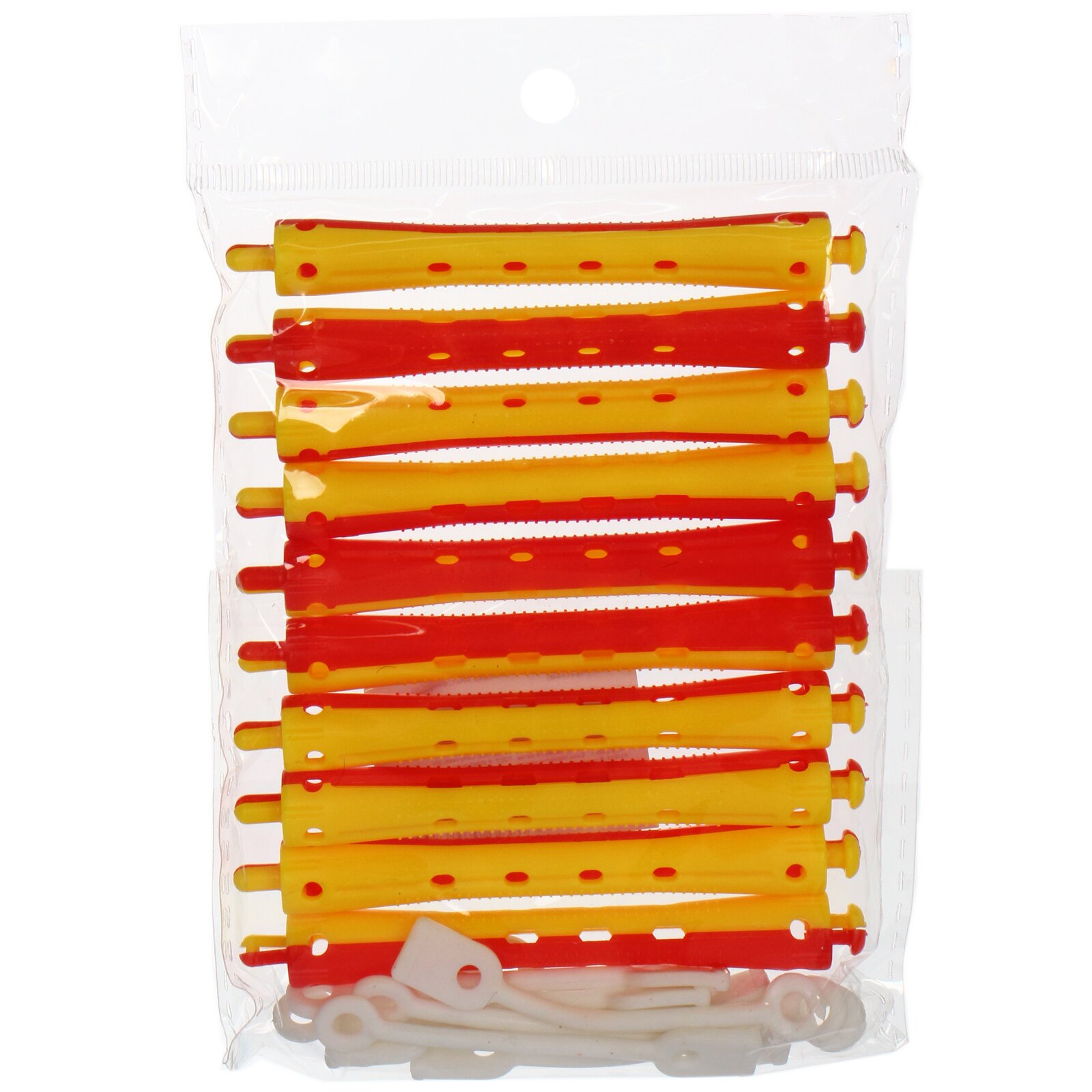 Бигуди пластиковые цилиндрические 10мм, с фиксаторами, разноцветные, 10шт