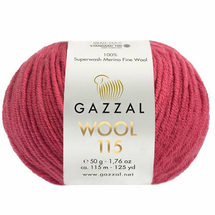 Пряжа Gazzal WOOL 115 3323 коралл (5 мотков)