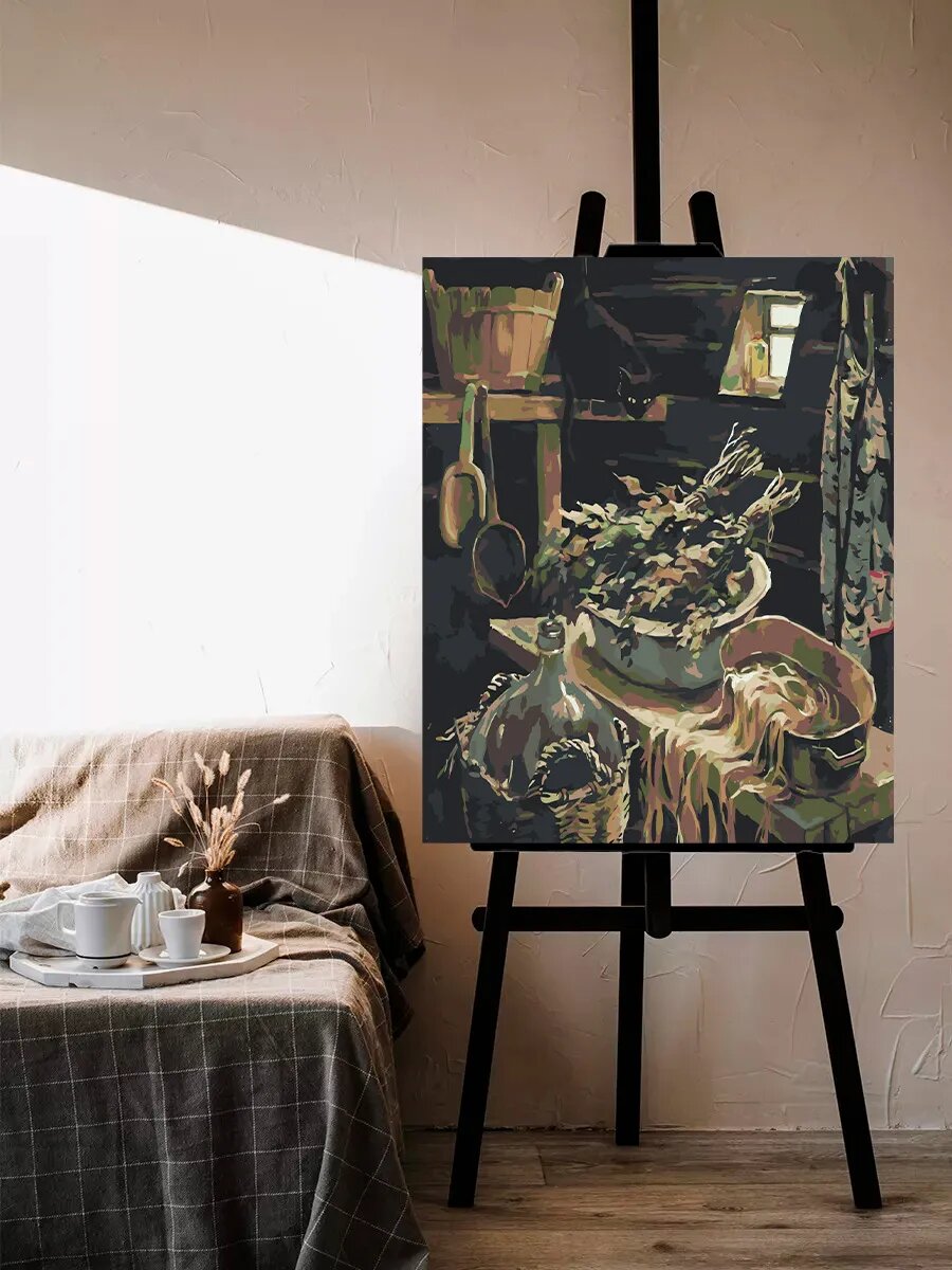 Картина по номерам Баня Сауна Веник Ковш