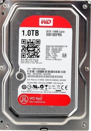 3.5" 1 ТБ Жесткий диск WD Red IntelliPower (WD10EFRX) - SATA III, 6 Гбит/с, 5400 об/мин, кэш память - 64 МБ, RAID Edition