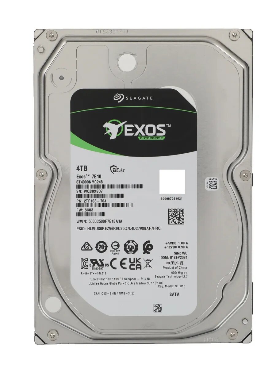 Жесткий диск SATA-III 4TB ST4000NM024B Server Exos 7E10