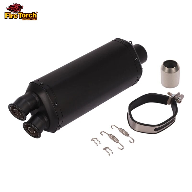 Универсальный глушитель для выхлопной трубы мотоцикла, 51 мм Глушитель с двойным отверстием для F750GS, F850GS, R1200GS, 500X, 400X, CRF1100, Черный