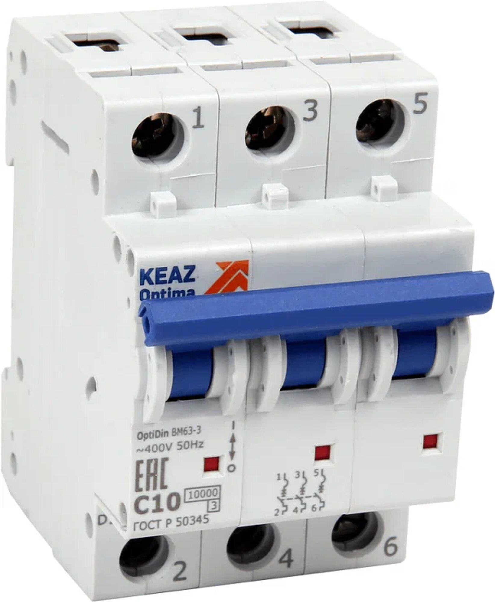 КЭАЗ КЭАЗ Выключатель автоматический модульный 3п C 16А 10кА OptiDin BM63-3C16-10-УХЛ3 КЭАЗ 249257