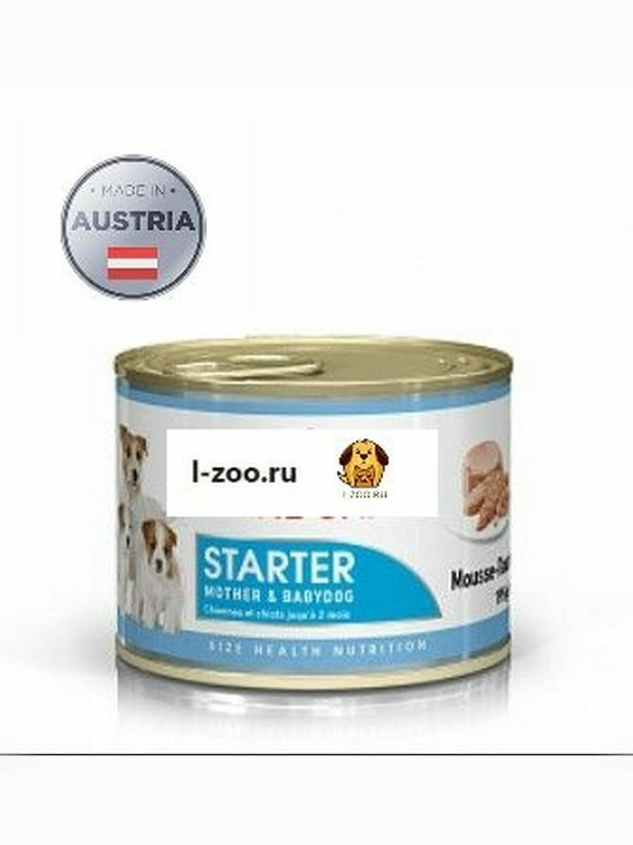 STARTER MOUSSE Корм консервированный полнорационный для беременных и кормящих собак, а также щенков до 2-х месячного возраста 195гр х 12шт