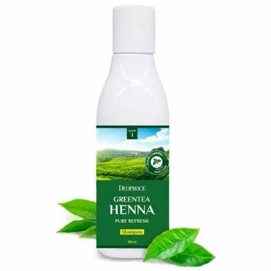 Deoproce Greentea Henna Pure Refresh Shampoo шампунь для волос с зеленым чаем и хной (200мл.)