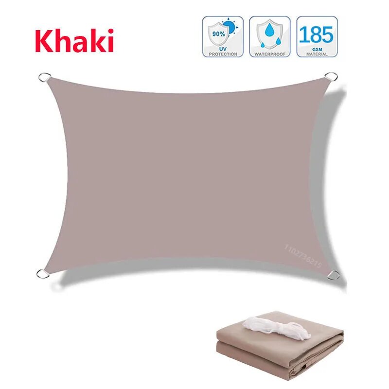 Водонепроницаемый серый тент-парус Oxford 3x5m 3.6x3.6m, Khaki