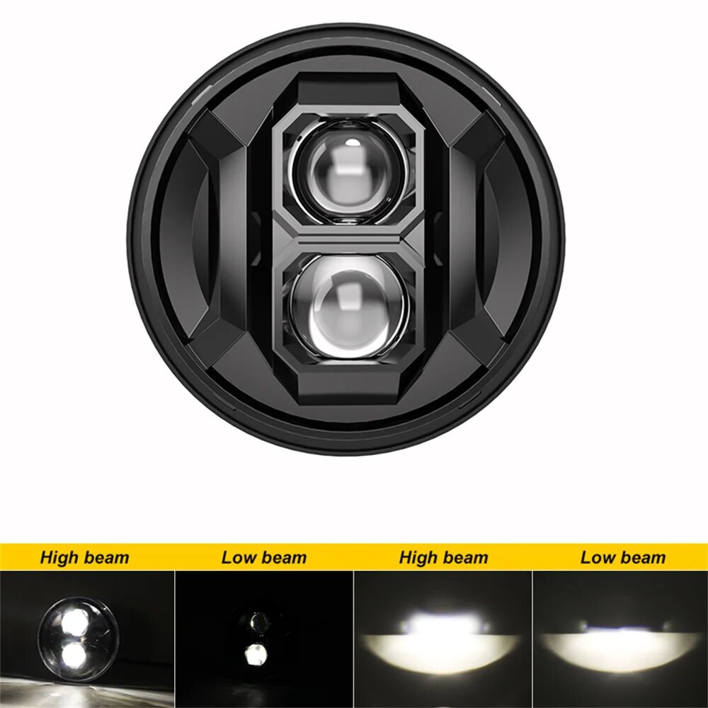 Универсальная мотоциклетная 7-дюймовая светодиодная фара для Harley Touring Yamaha Honda Suzuki, фара с отверстием DRL, фара «ангельские глазки» для автомобиля Черный, 1PC headlight Black
