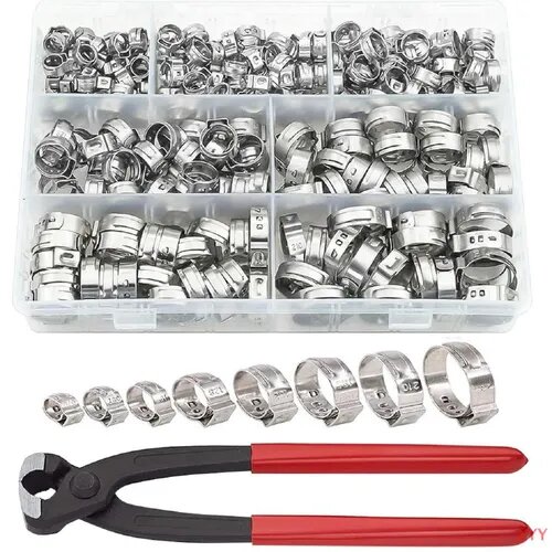 131 шт. хомуты для шлангов с одним ухом, бесступенчатые хомуты PEX из нержавеющей стали для трубных фитингов, компрессионное кольцо LYY