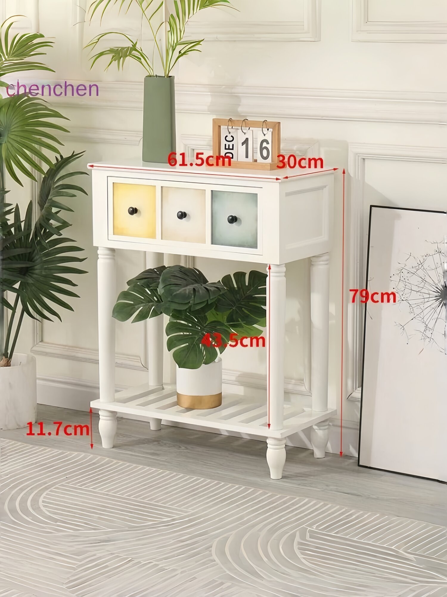 Комод-секретер ZXC, с ножками, 3 ящика, универсальный, стиль ретро