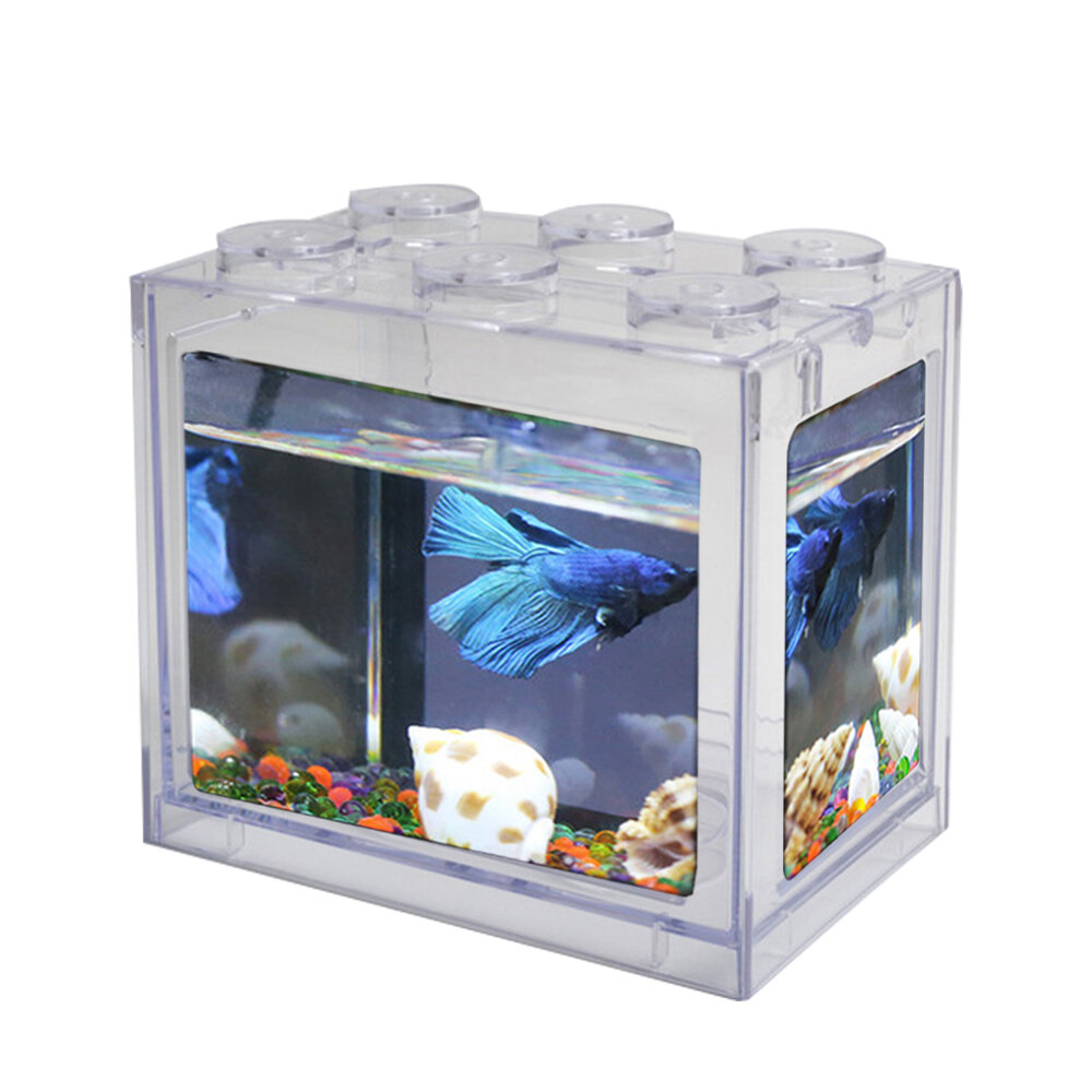 USB Миниатюрная аквариумная ёмкость для рабочего стола с LED-освещением Миниатюрный аквариум Аквариумный набор Кирпичи аквариум, Материал: ABS + пластик AS, Цвет: Белый / чёрный / синий / красный / прозрачный, Вес продукта: 155 г, Размер продукта: