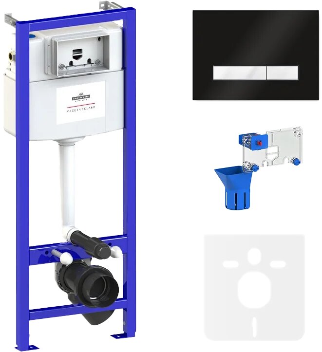 Инсталляция с кнопкой Lavinia Boho RelFix 77010048 42, 5 см, крепление к стене/к полу, кнопка для унитаза белая, глянцевая