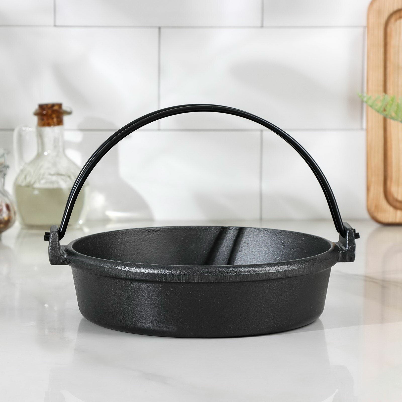 Котелок, 20x5.5 см, с ручкой, чугун, чёрный, тип плиты: для газовой плиты