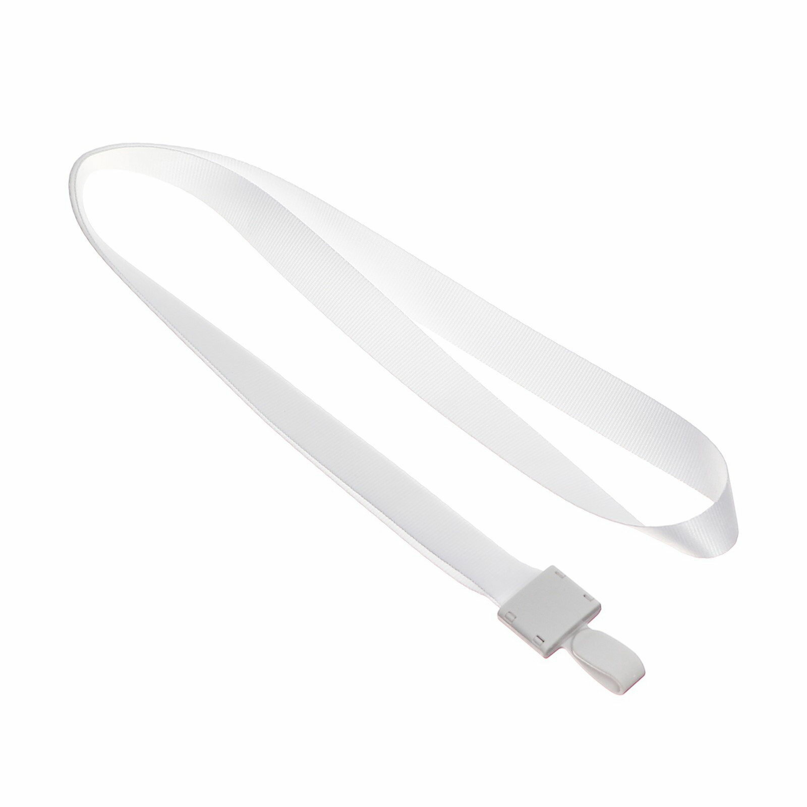 Лента для бейджа, ширина-15 мм, длина-80 см, с пластиковым держателем, белая, 100 шт.