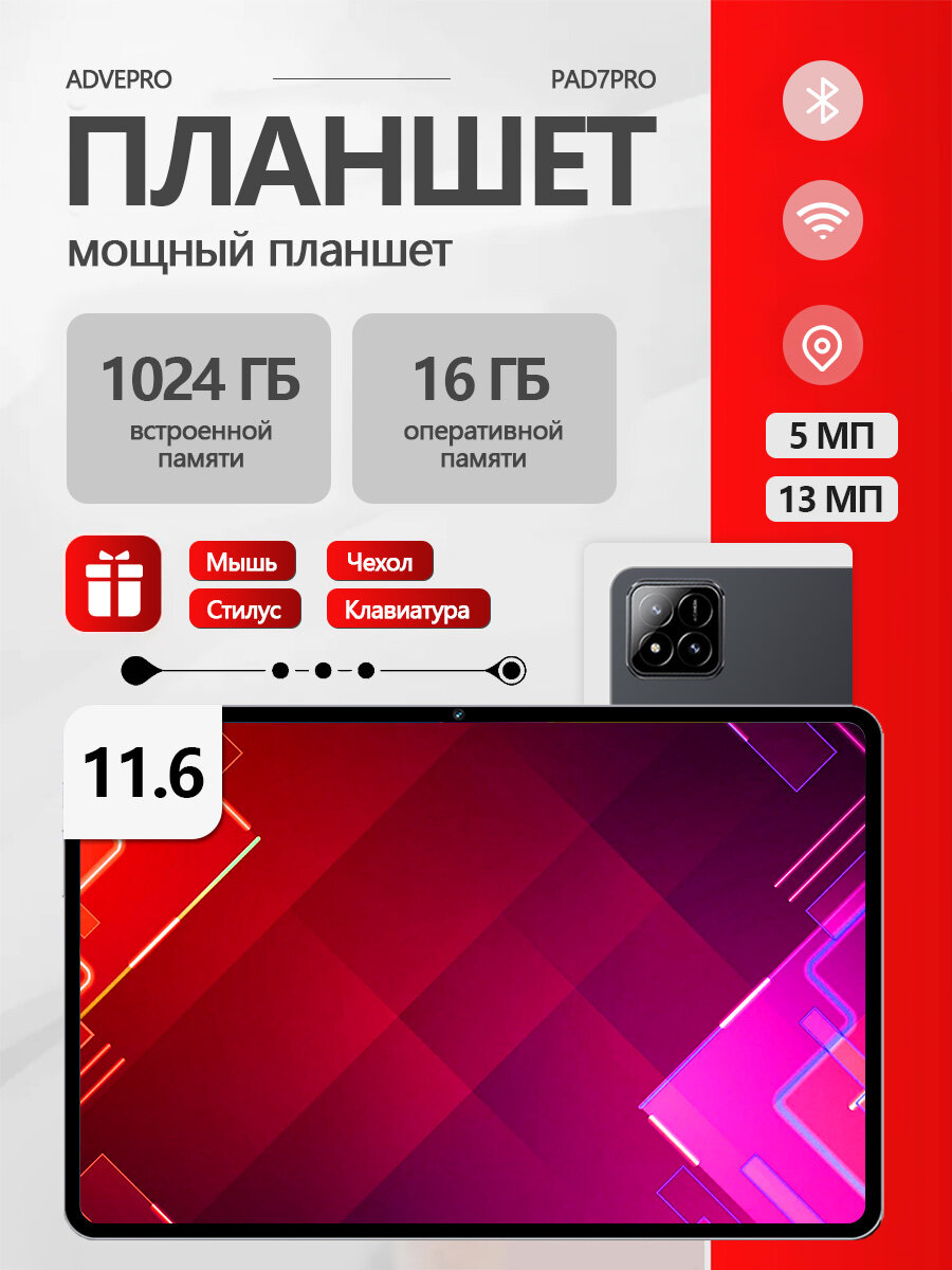 Планшет ADVEPRO PAD7SPRO, влагозащита, экран 11.6", 16GB ОП, 1TB встроенная память