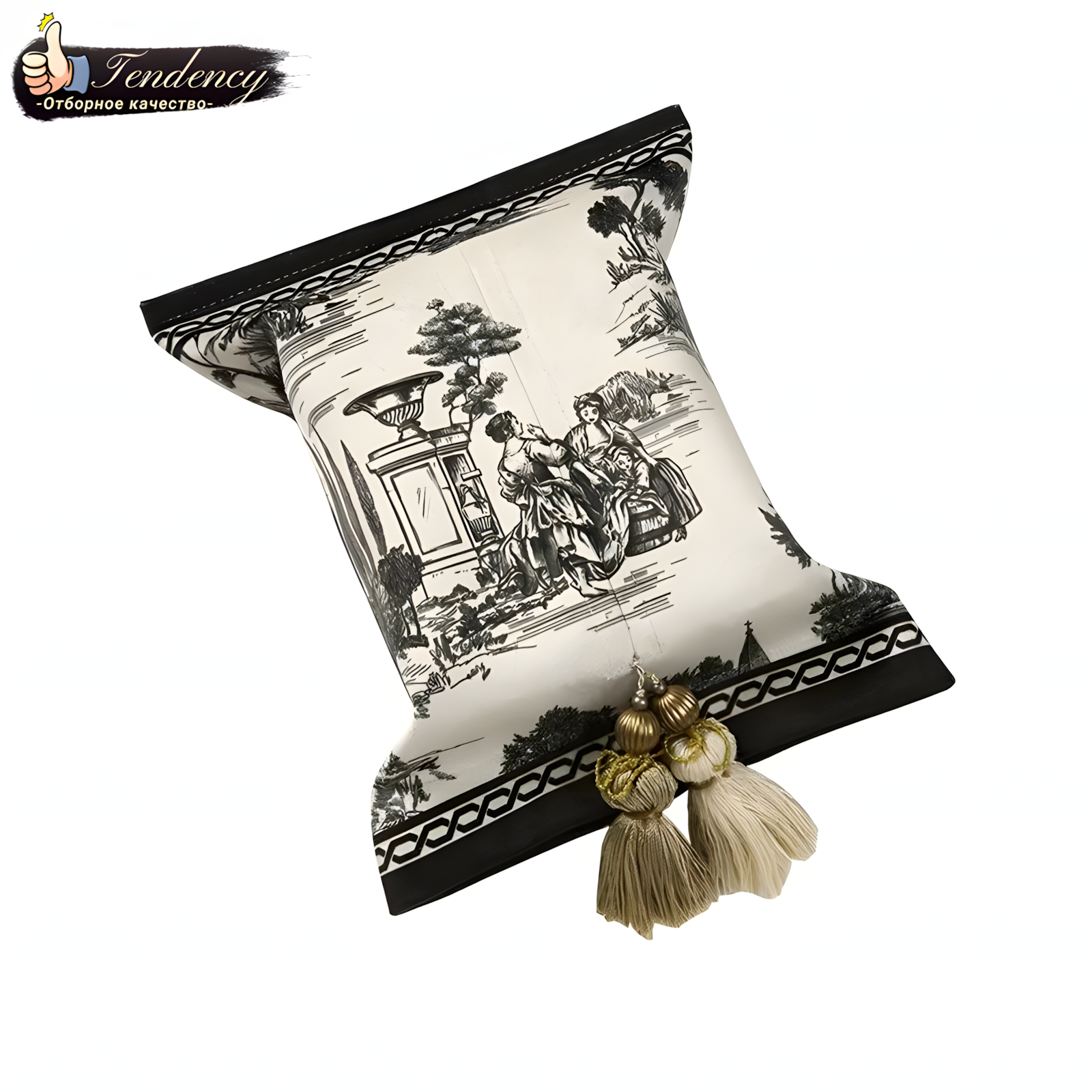 Бархатный держатель для салфеток Lilith, Коробка для салфеток, С бахромой, 18×24 см