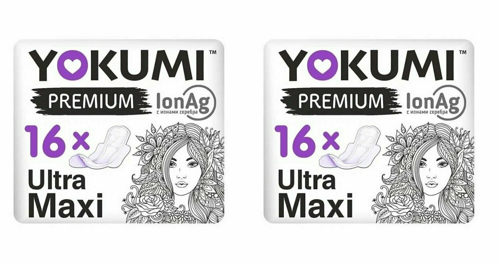 Прокладки женские гигиенические YOKUMI premium ultra Maxi, 16 шт, 2 уп