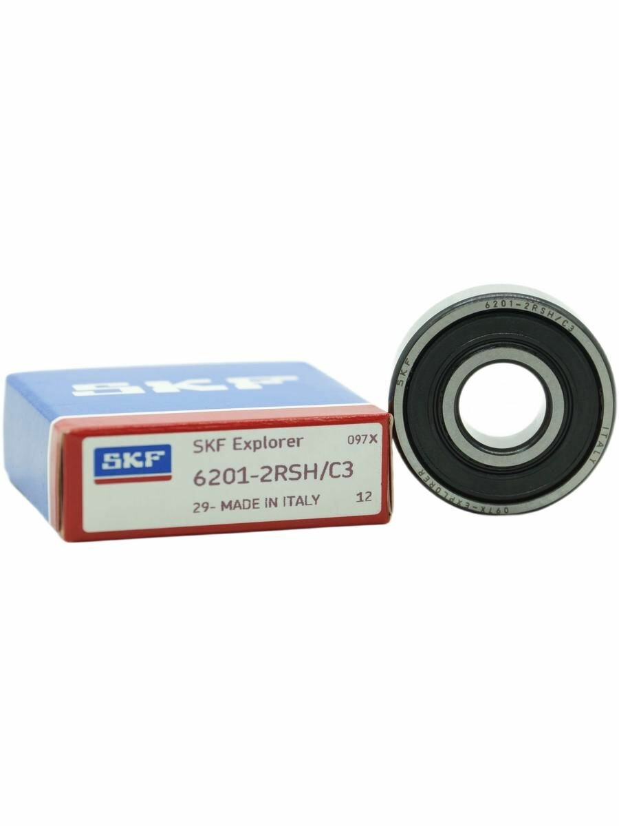 Подшипник 6201-2RSH/C3 SKF (12x32x10 мм) шариковый радиальный, подходит для генератора, колеса питбайка, мопеда Альфа, 1 шт.