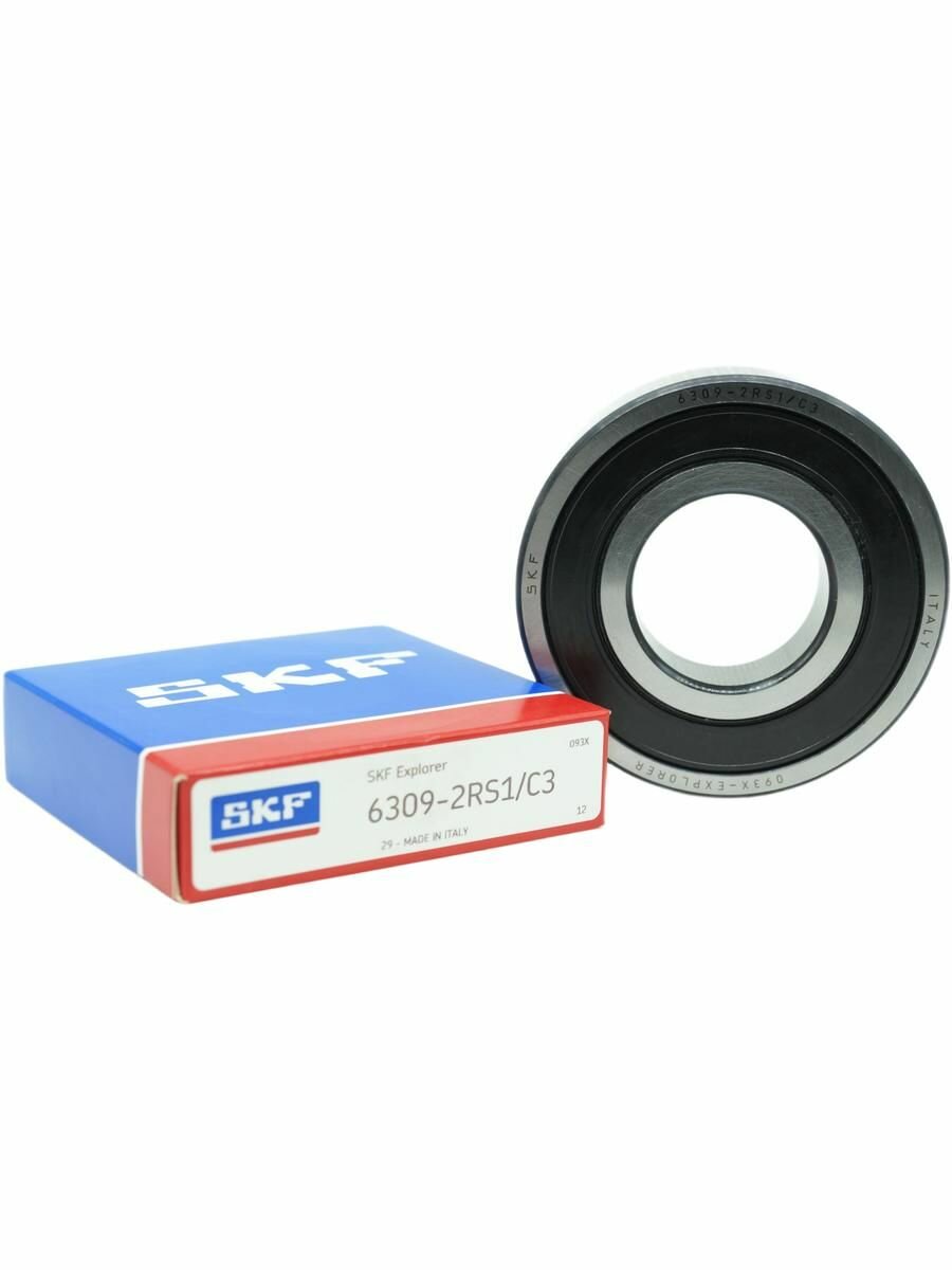 Подшипник шариковый 6309-2RS1/C3 SKF, 45х100х25 мм, закрытый, с тепловым зазором (ГОСТ: 180309)