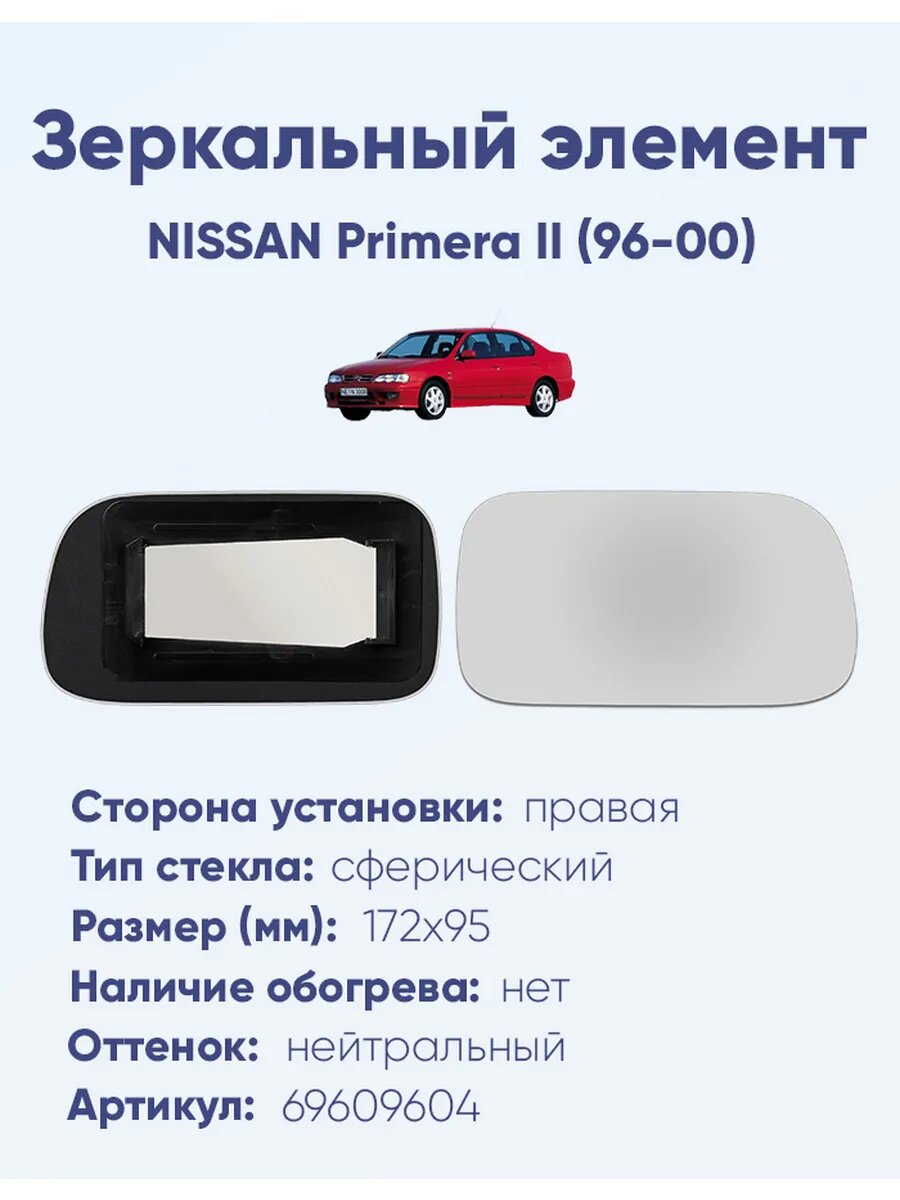Зеркальный элемент правый NISSAN Primera II (96-00)A69609604