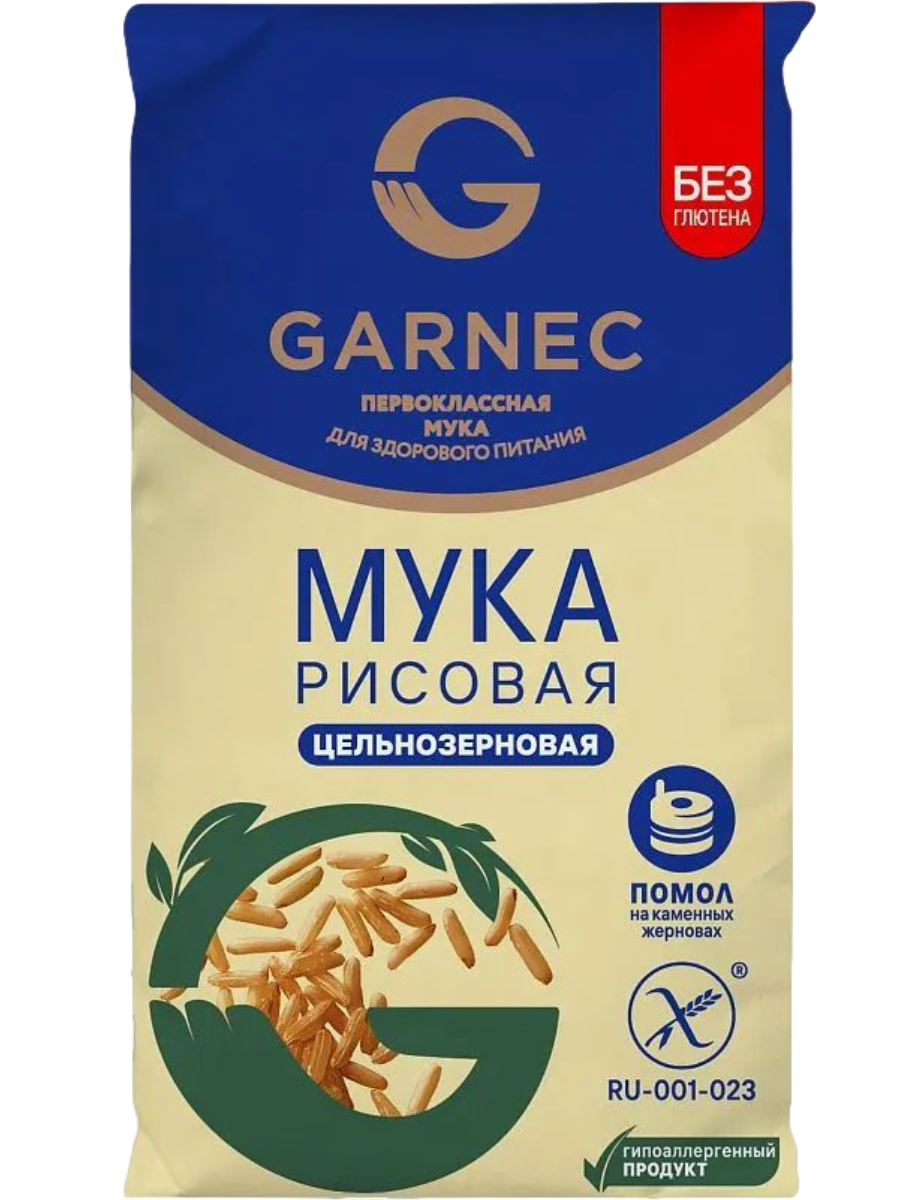 Мука рисовая цельнозерновая Garnec Без глютена 500г