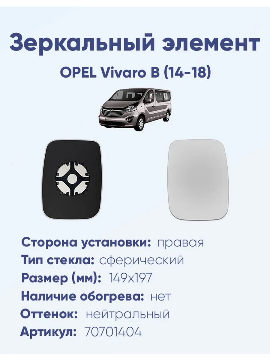 Зеркальный элемент правый OPEL Vivaro B (14-18)A70701404