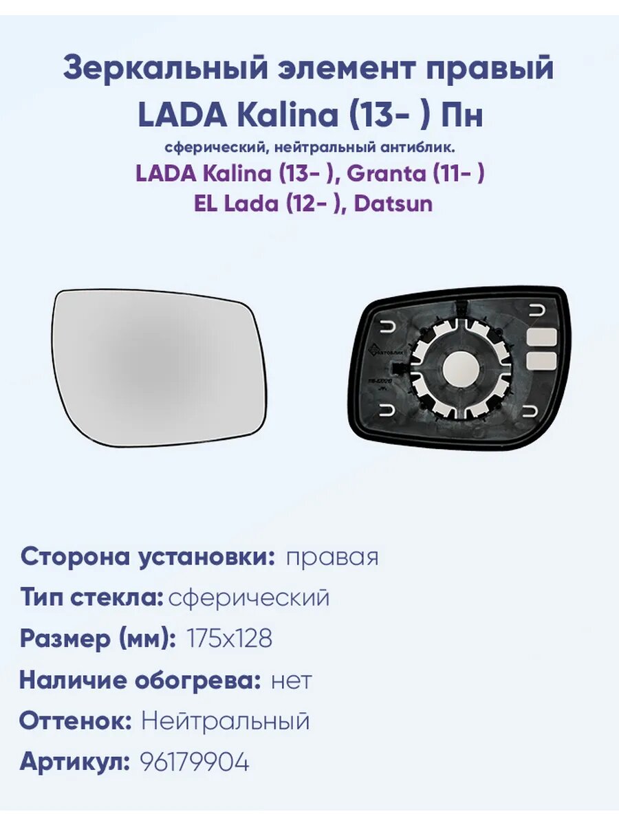 Зеркальный элемент правый LADA Kalina (13- ) Пн 96179904