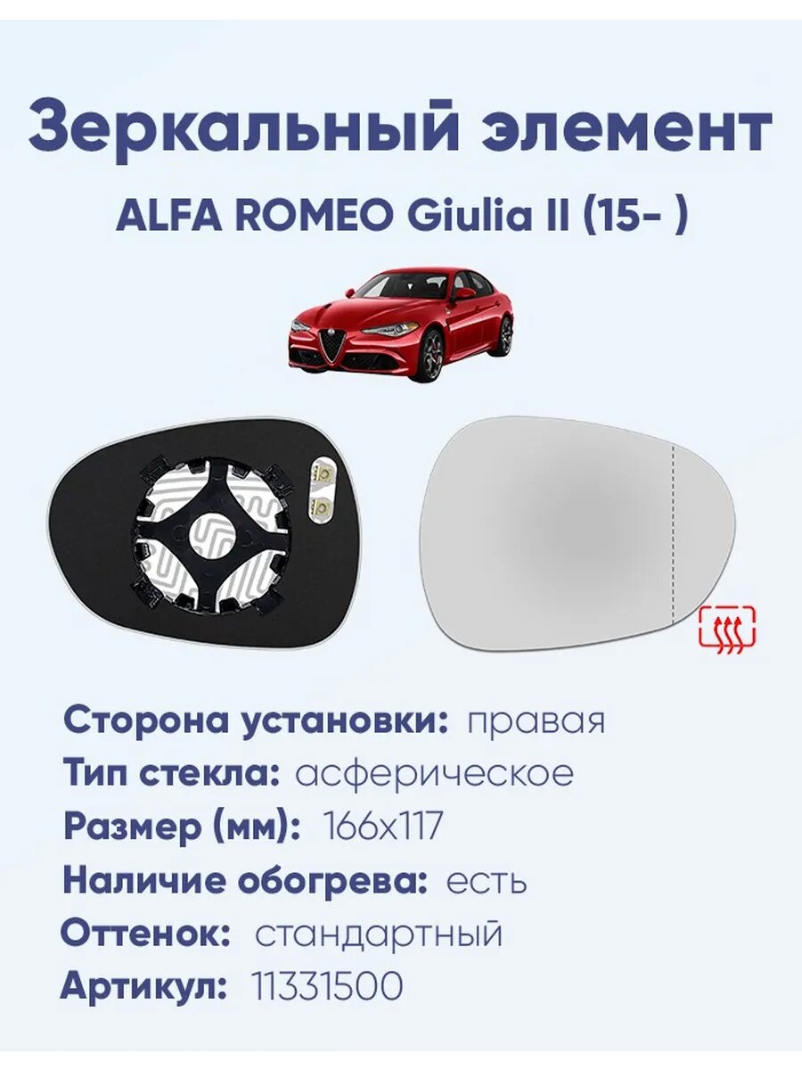 Зеркало ALFA ROMEO Giulia II (15- ) 11331500