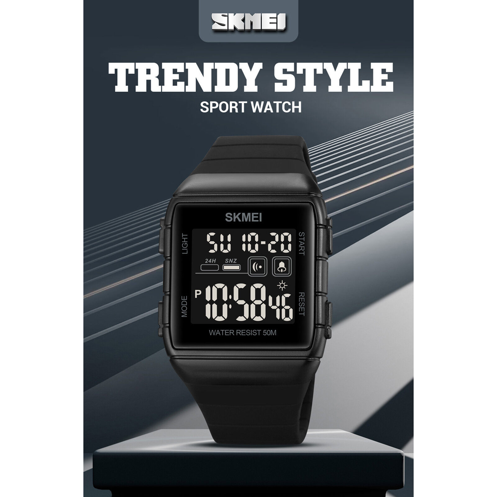 Спортивные часы SKMEI 1960 с обратным отсчётом времени, будильником, настольным хронографом, цифровыми часами, водонепроницаемыми до 50 метров