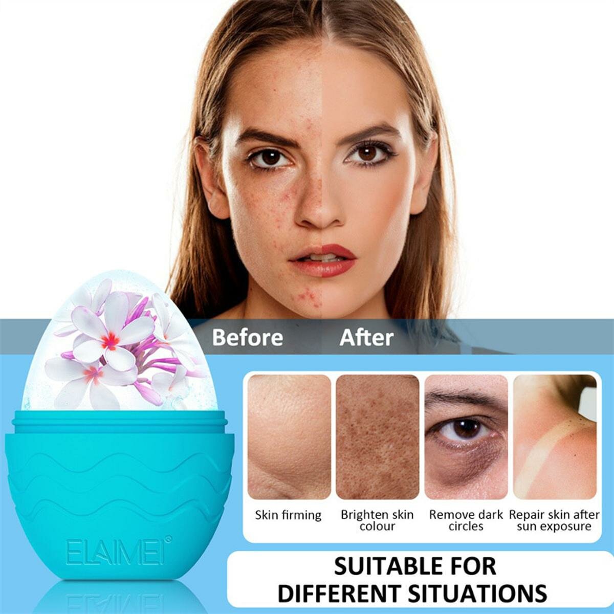 Силиконовый ледяной ролик, ледяной компресс, массажер для подтяжки лица, косметический инструмент для подтяжки контуров, ледяной шарик, ледяной шарик, инструмент для ухода за кожей