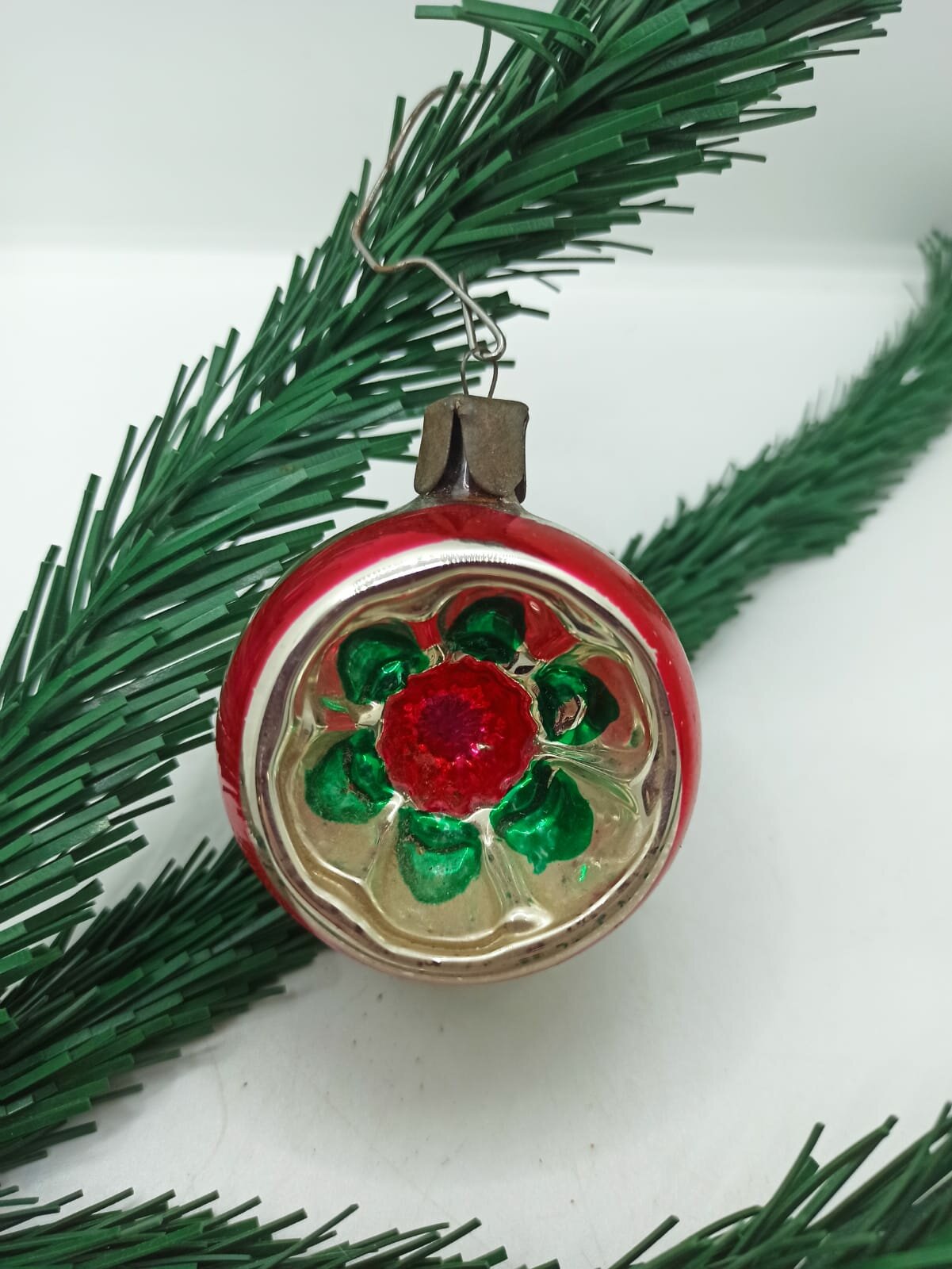 Елочная игрушка Шар прожектор винтажная советская, стекло, СССР