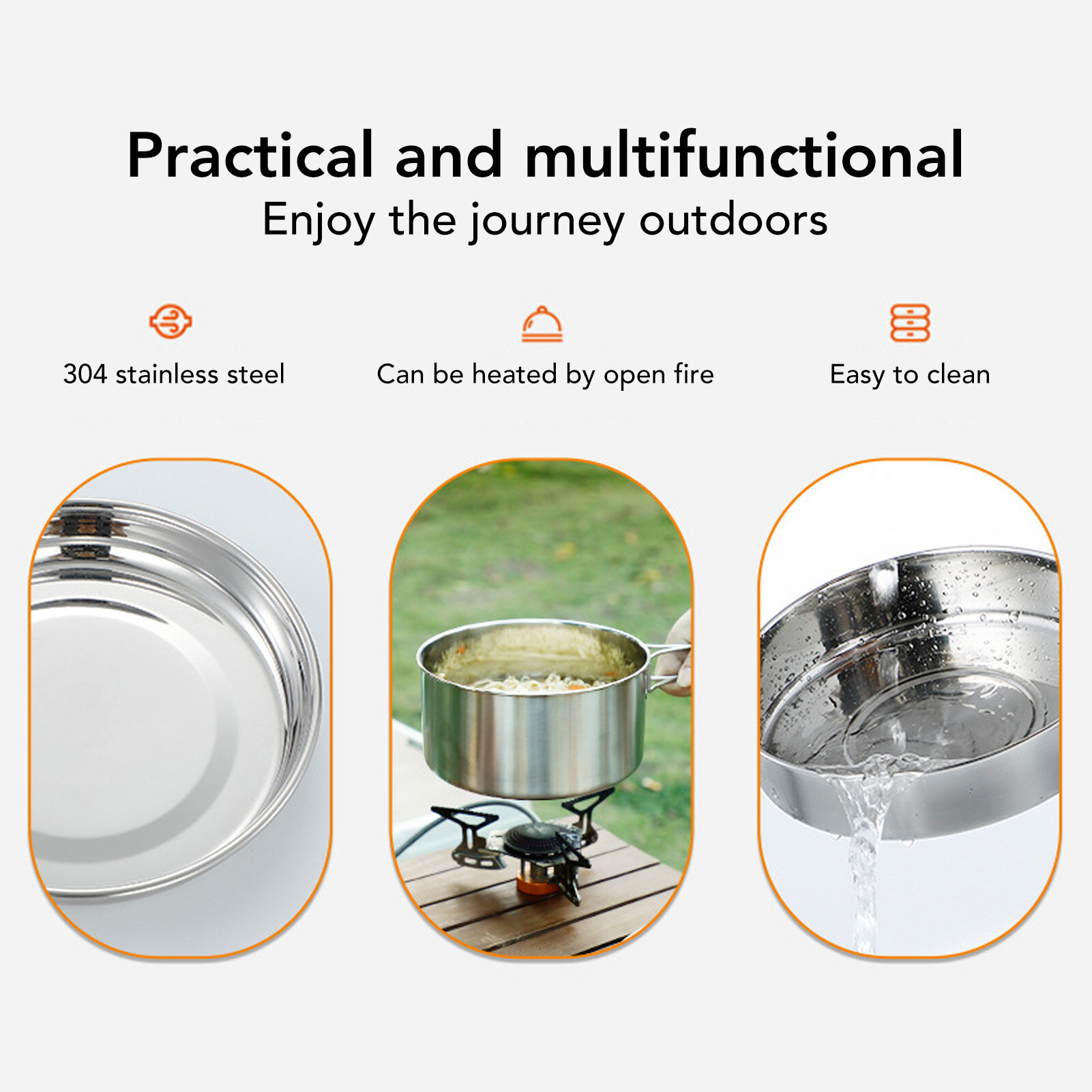 12 шт. набор посуды для кемпинга со складной ручкой из нержавеющей стали 304, портативный набор чашек для приготовления пищи для пикника