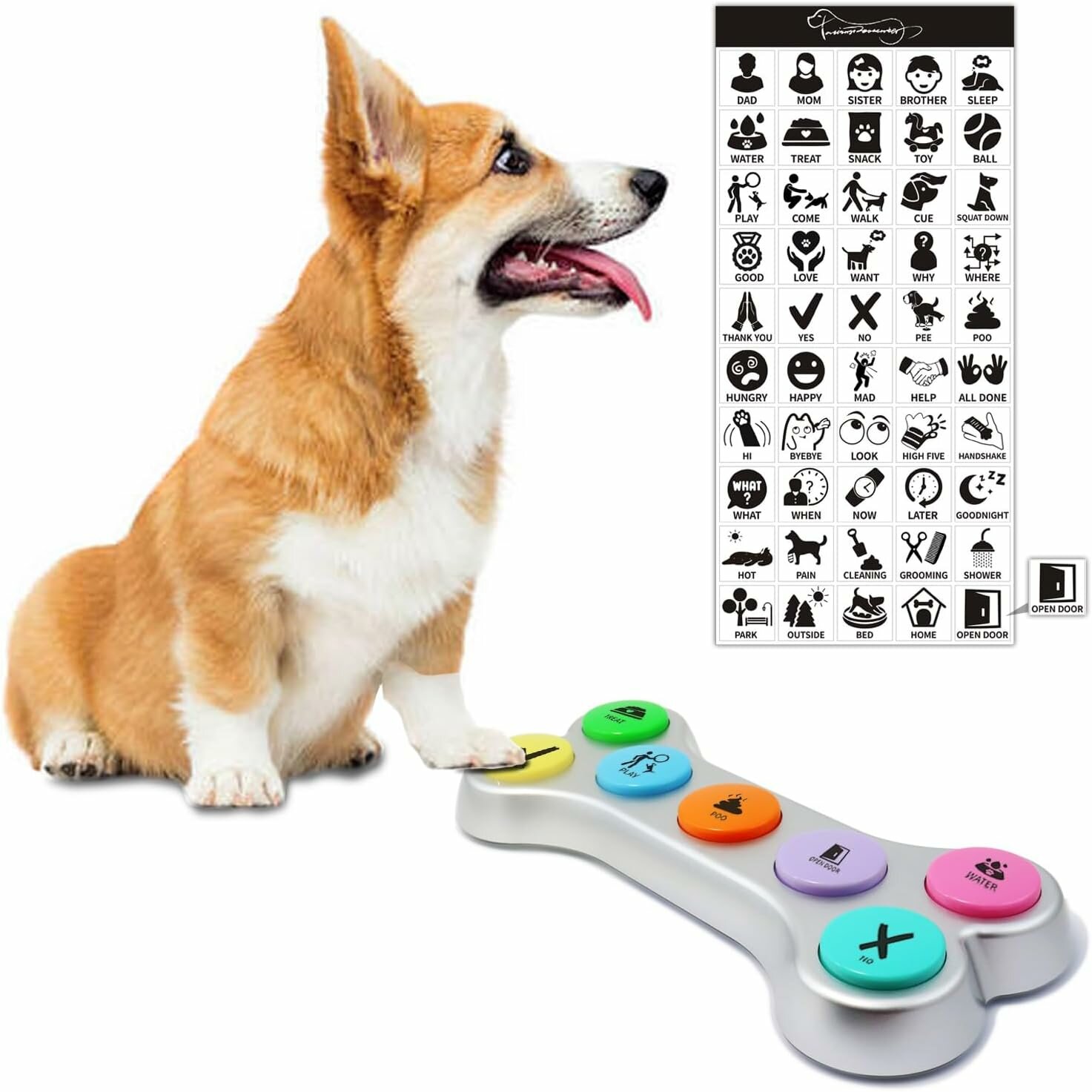 DINGXIAN Говорящие кнопки для собак, 7 шт, записывающиеся, черные, с наклейками