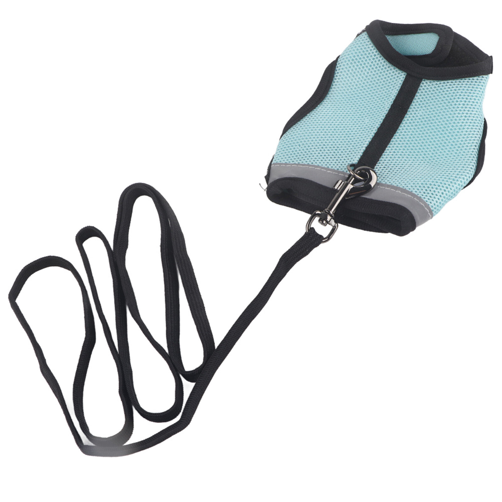 Комплект шлейки для хомяка и кролика, защитный жилет для прогулок с поводком (светло-голубой, размер M)