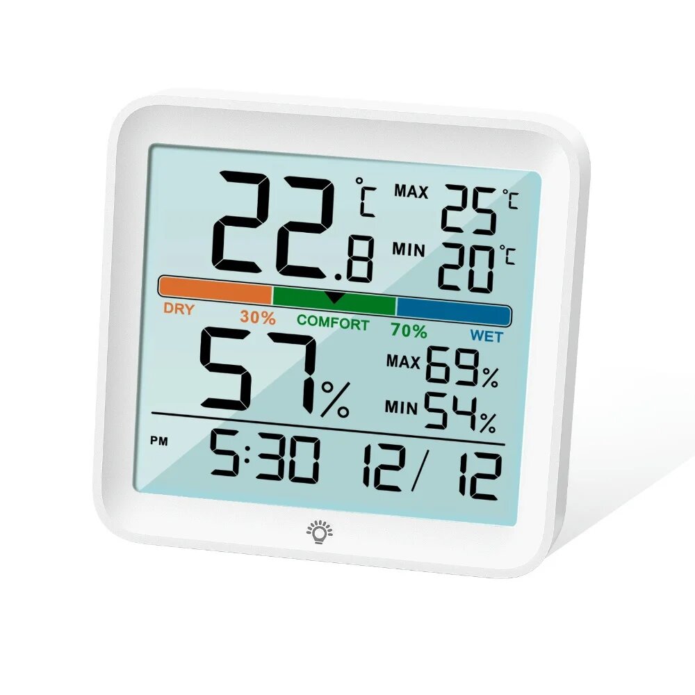 Цифровой ЖК-термометр-гигрометр Для Дома, Монитор Температуры И Влажности, Электронный Датчик, WHITE