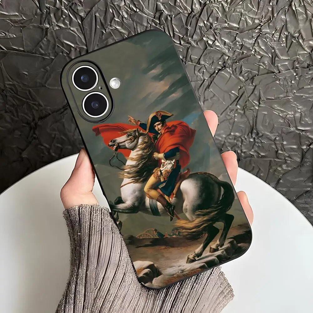 Чехол для телефона с портретом Наполеона для iPhone 17, 16, 15, 14, 13, 12, 11 Айфон 15 Про, Black10