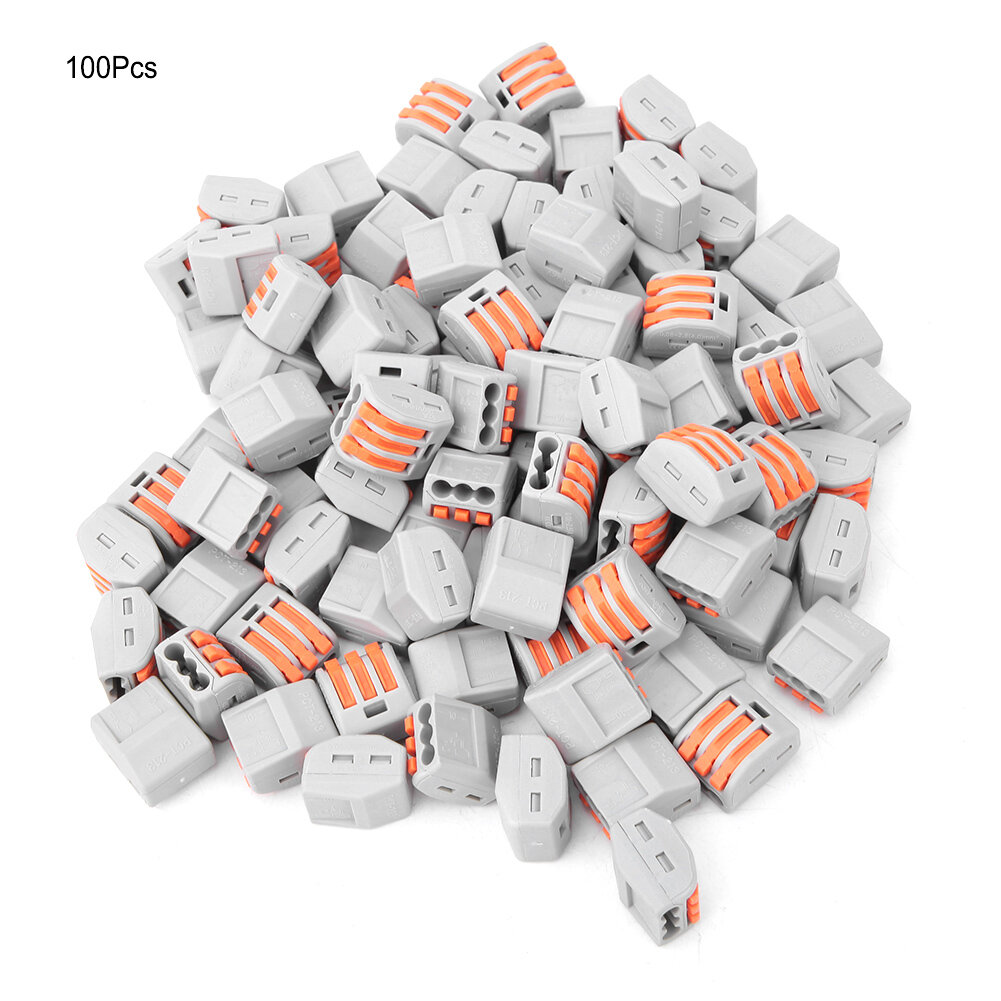 100Pcs PCT-213 Wiring Connector Quick Wire 3 Port Conductor Terminal Adapter BlockPCT-213