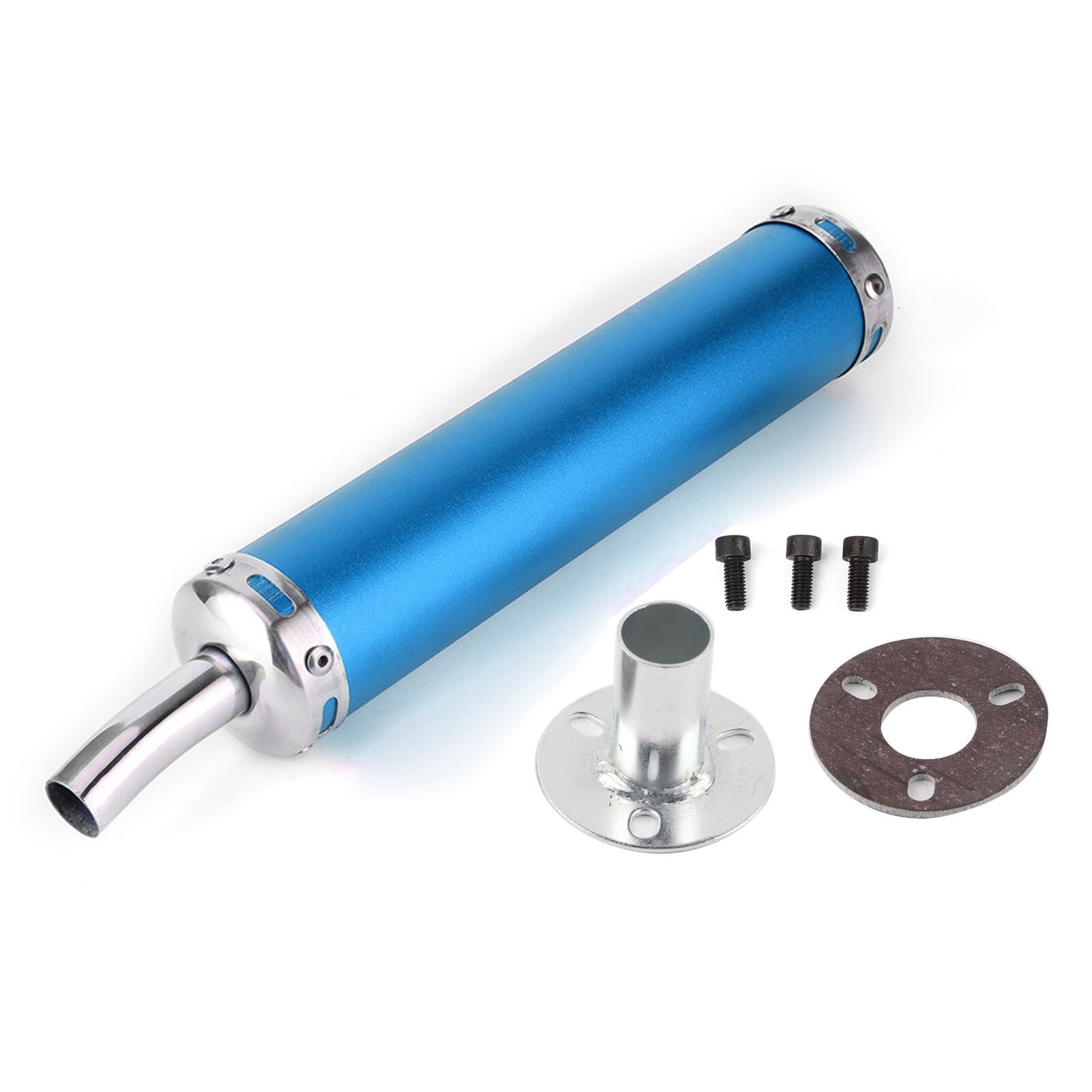 Глушитель выхлопа из нержавеющей стали 20 мм/0,8 дюйма для модифицированных деталей 2-тактного мотоцикла, синий, высококачественный прочный материал для плавной работы