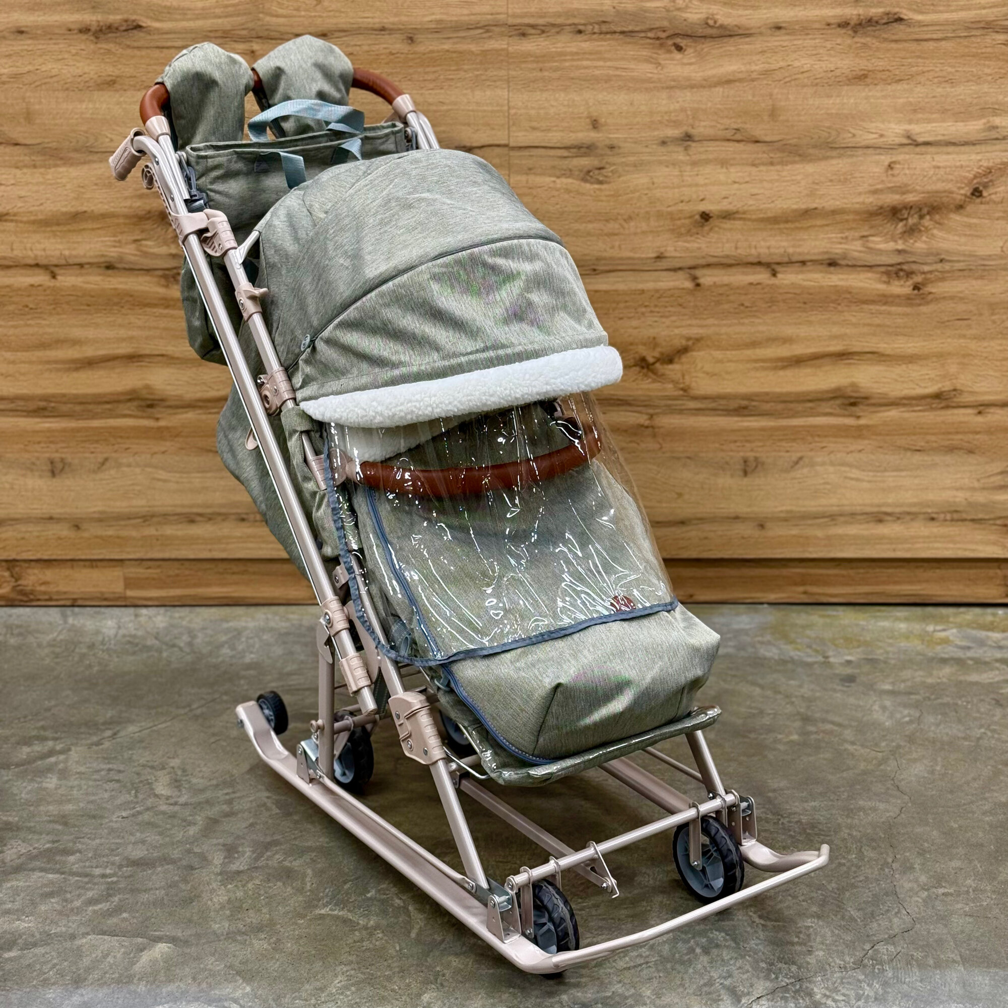 Санки-коляска Ника Детям ORIGINAL 7-8К, цвет оливковый, до 3х лет