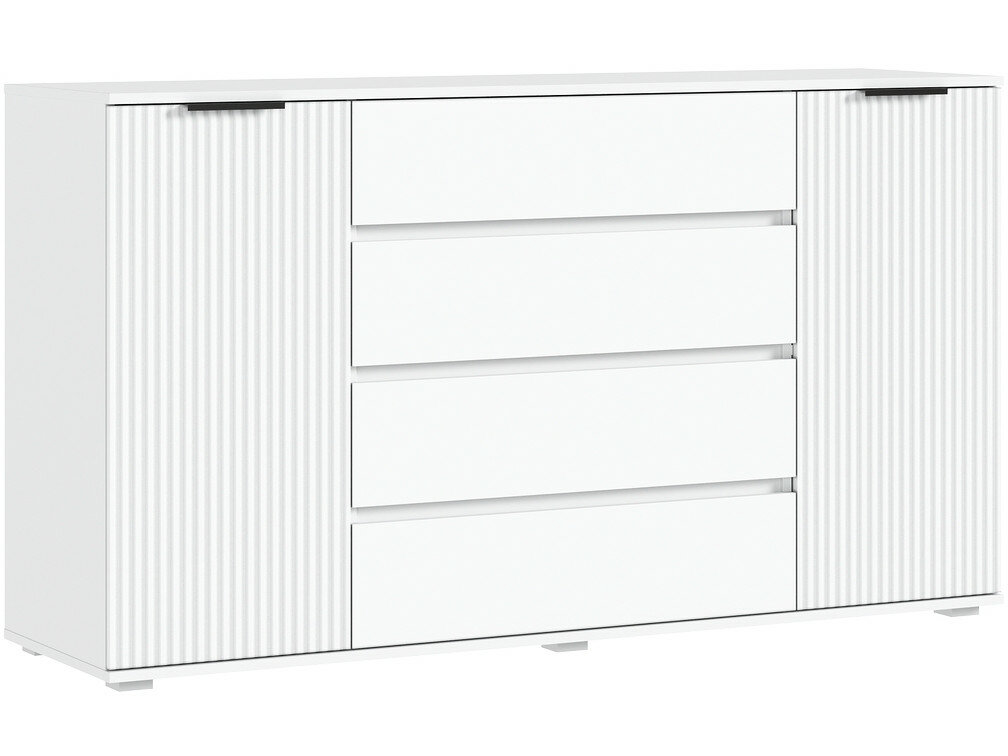 Комод 2 двери 4 ящика (1600), современный, Белый/Браш белый