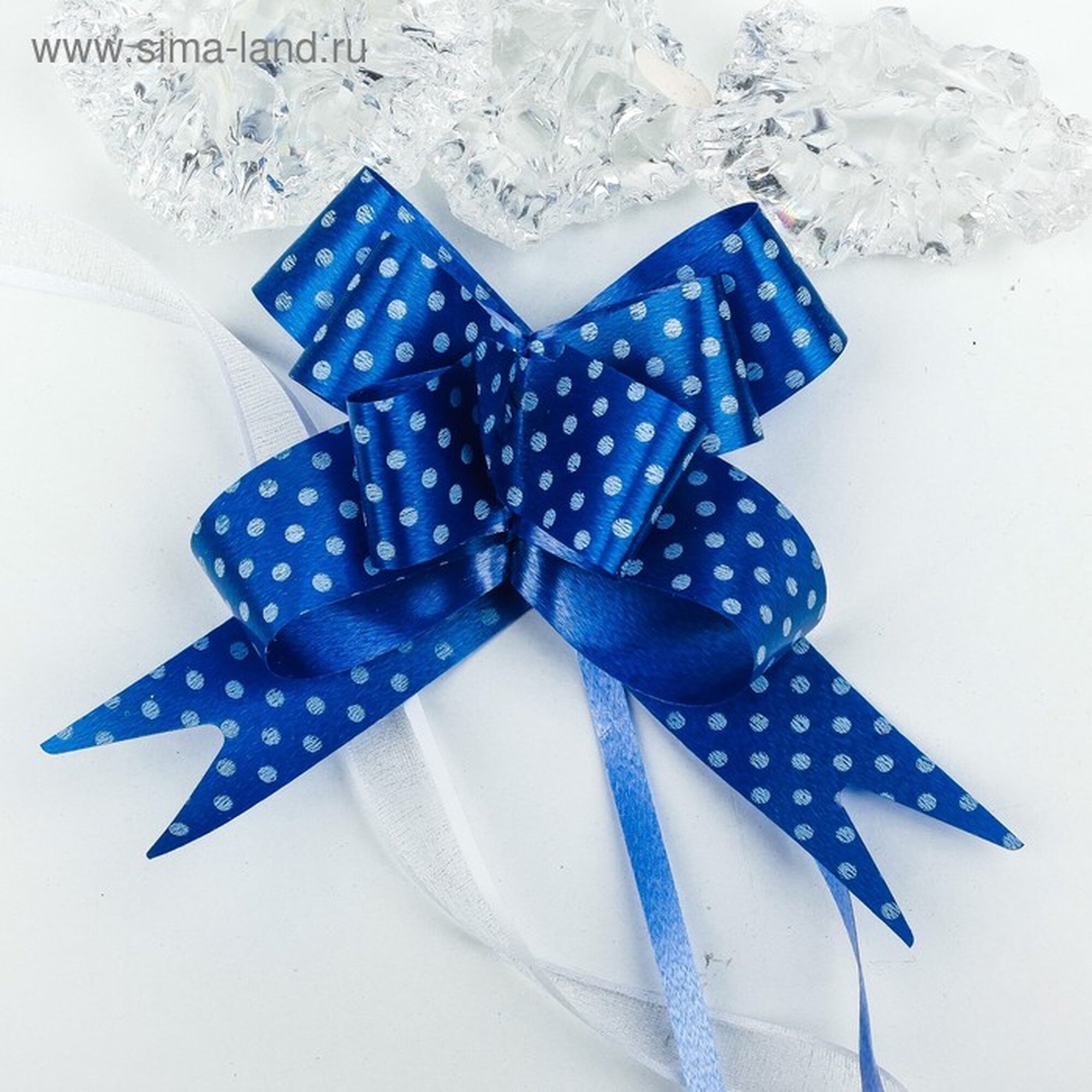 Бант-бабочка Сима-ленд № 1.8, полипропилен, подарочный, горох, синий