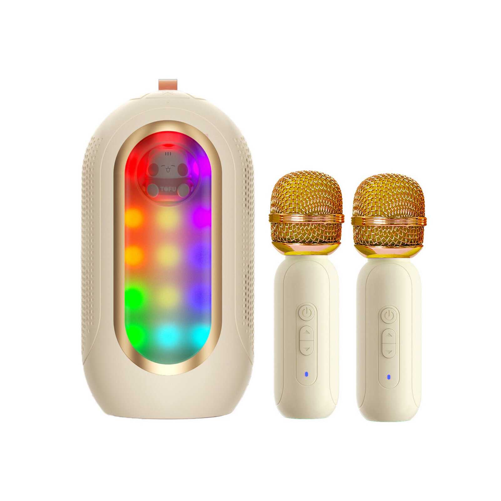 Мини-караоке-машина, беспроводной микрофон и комплект динамиков с 2 микрофонами, перезаряжаемые светодиодные цветные огни, ручной микрофон, динамик для караоке, подарки для девочек и мальчиков, вечеринка по случаю дня рождения, домашний комплект KTV