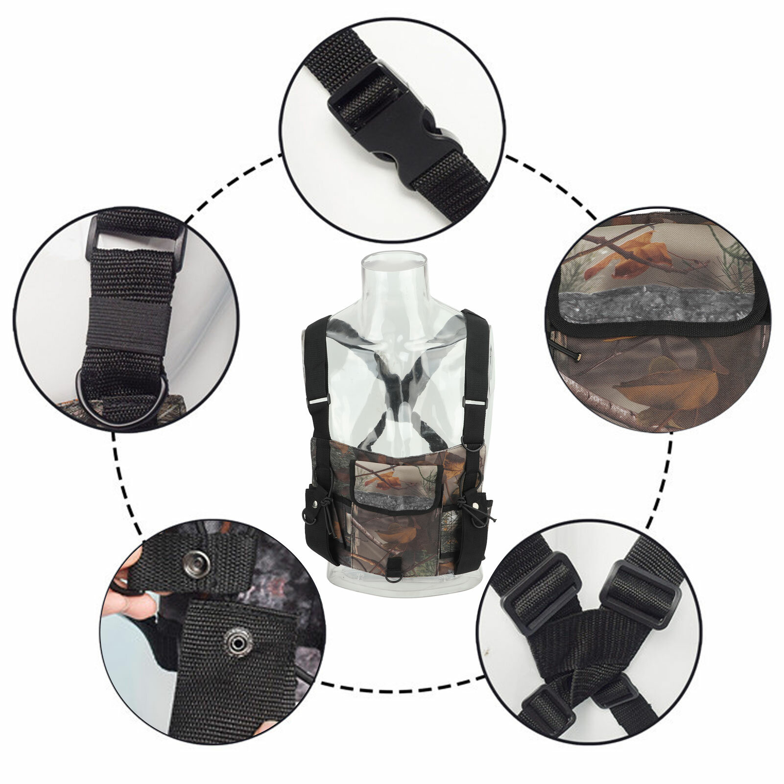 Нагрудный ремень для радио, нагрудная передняя упаковка, передняя сумка для радио, сумка в стиле хип-хоп для рации, камуфляж