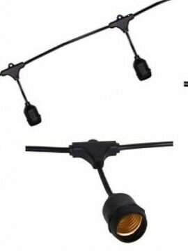 Электрогирлянда Евро Белт Лайт (в нарезку 50м, 125 ламп, шаг 40см, Е27, IP65, черный каучук)