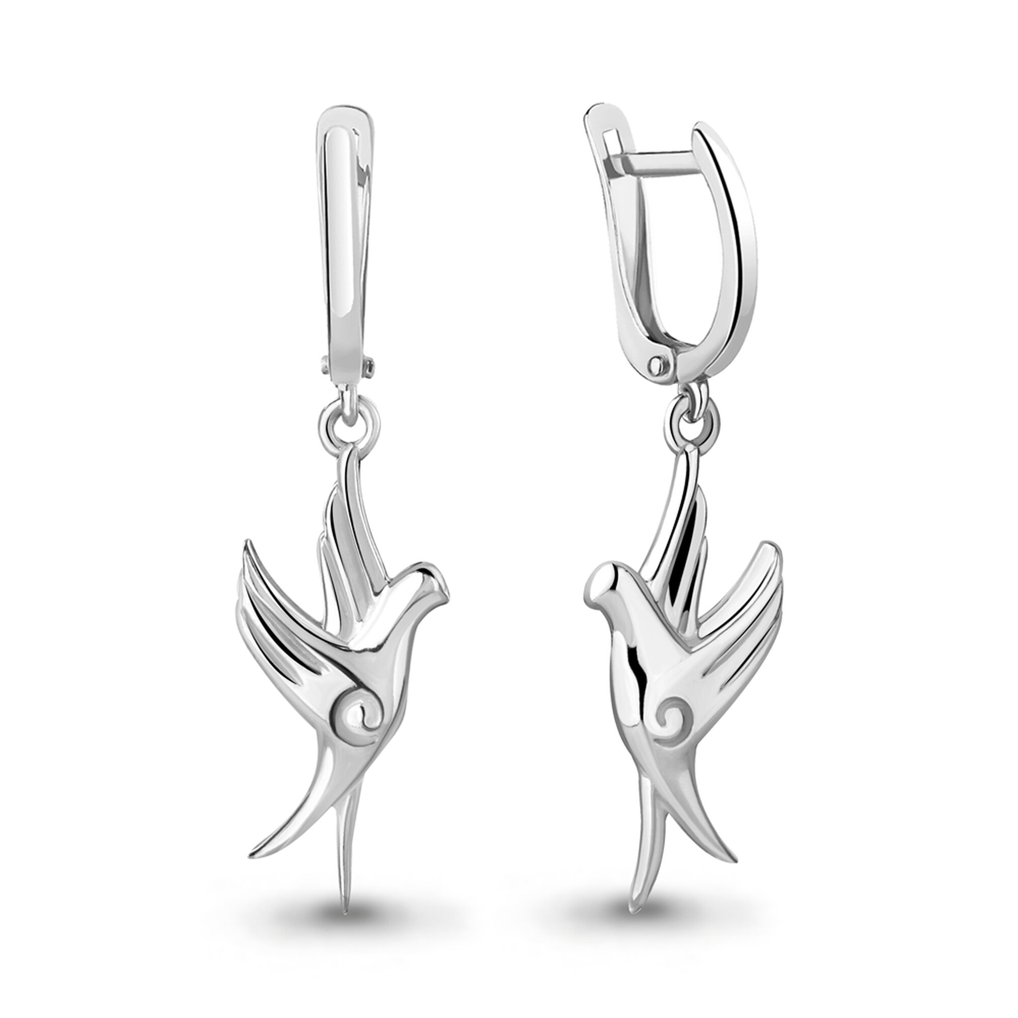 Серьги, серебро, 925 проба, родирование