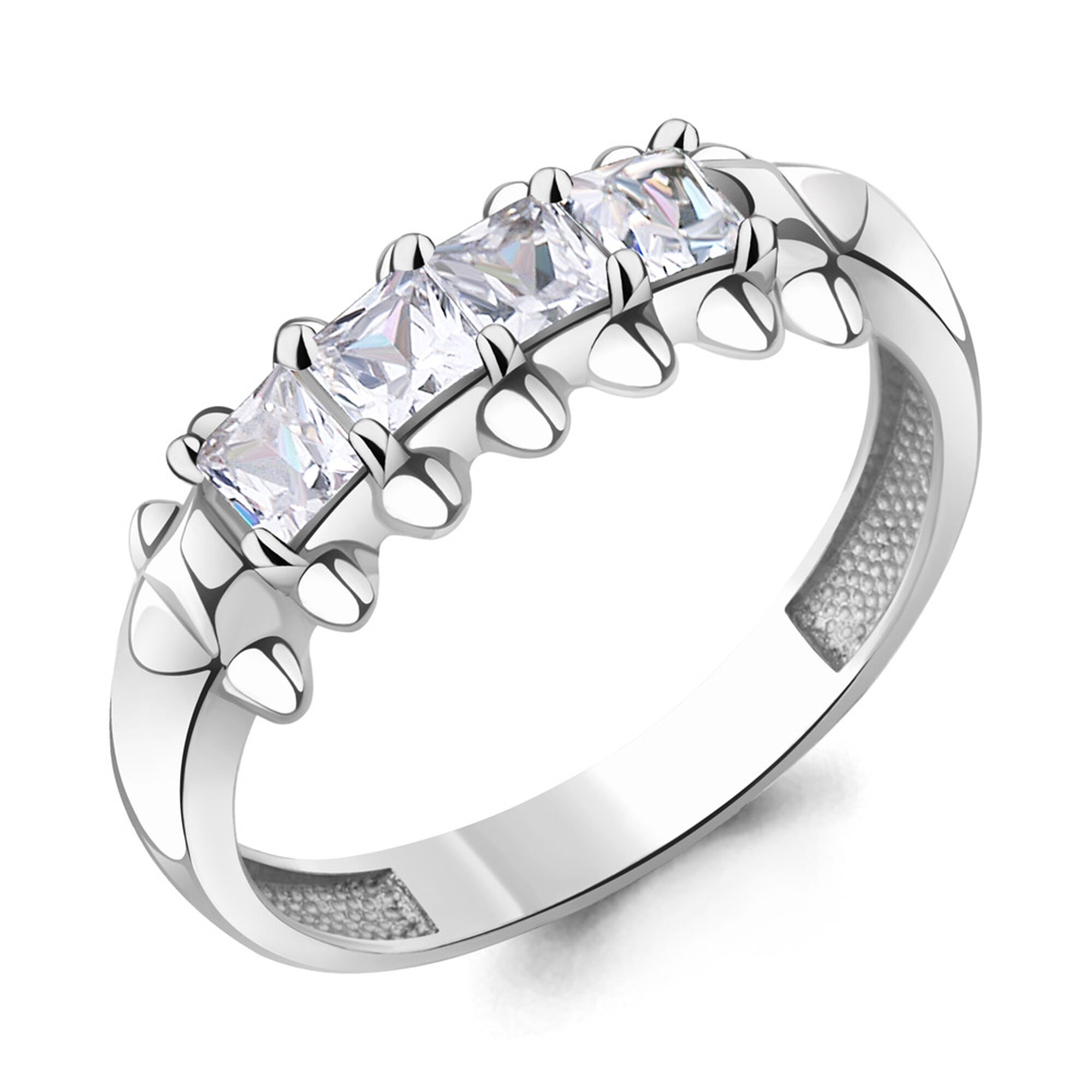 Кольцо, серебро, 925 проба, родирование, фианит