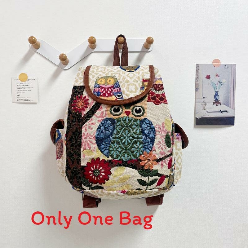 Художественная сумка из канваса с совиным рисунком с клапаном карман для подростков повседневная путешествия и школа стиль 5