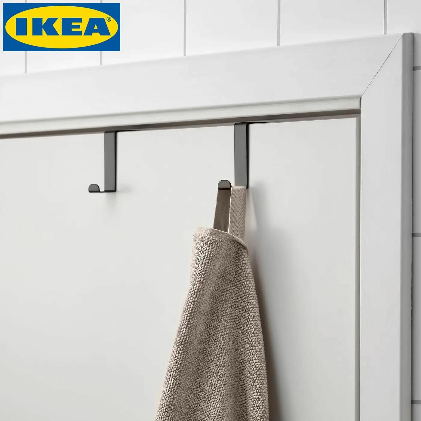 Крючки для дверей IKEA SKOGSVIKEN (скогсвикен), для разной толщины, черный, 2 шт